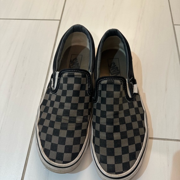 Vans | Shoes | All Black Checkered Slip On Vans | Poshmark